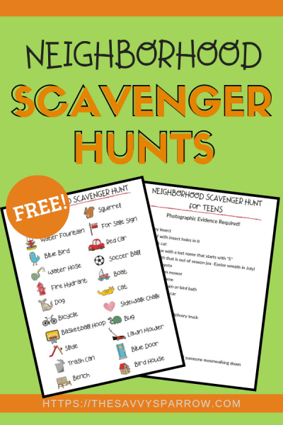 Neighborhood Scavenger Hunt with Free Printables - The Savvy Sparrow