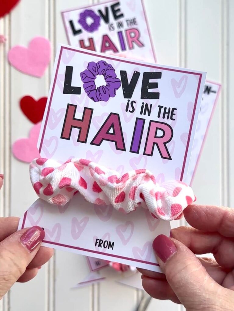 Hair Tie Valentines - Cute Printable Valentine Cards for Girls