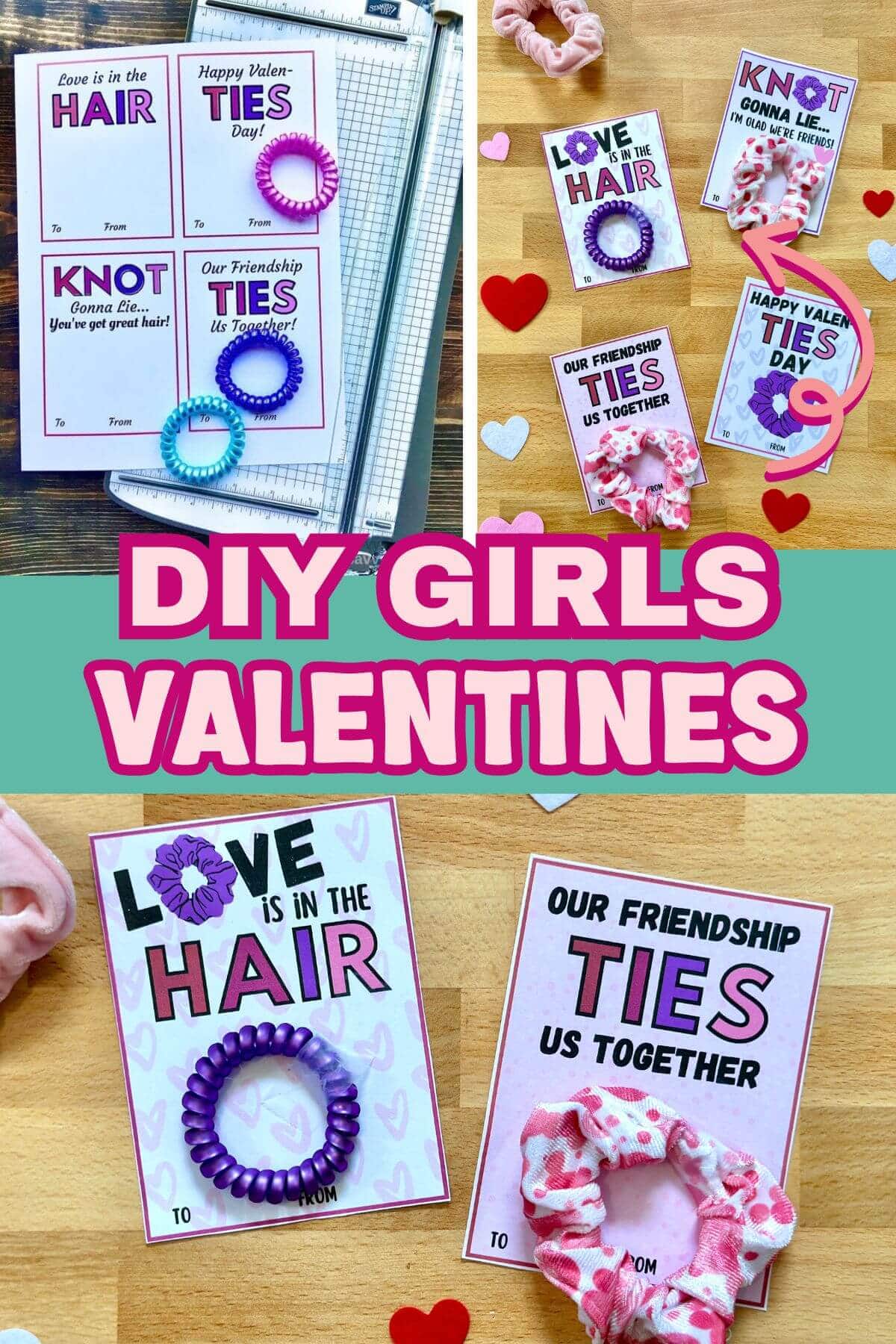 Hair Tie Valentines - Cute Printable Valentine Cards for Girls