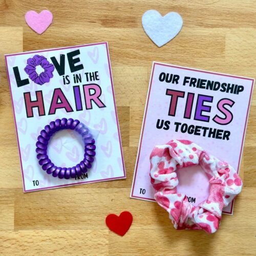 Hair Tie Valentines - Cute Printable Valentine Cards for Girls
