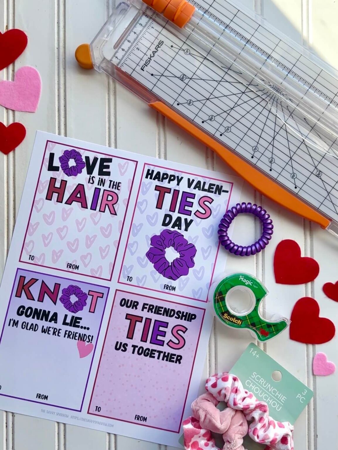 Hair Tie Valentines - Cute Printable Valentine Cards for Girls