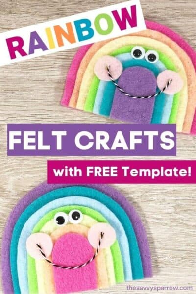 Cute Felt Rainbow Crafts with Printable Rainbow Template