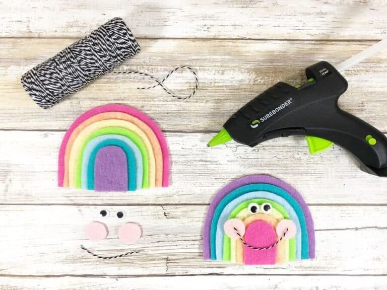 Cute Felt Rainbow Crafts with Printable Rainbow Template