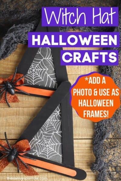 Witch Hat Halloween Crafts with Wooden Craft Sticks