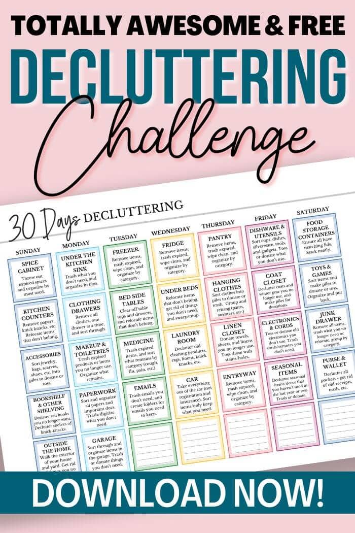 30 Day Decluttering Challenge with Printable Calendar