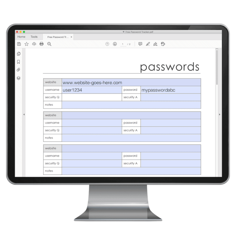 FREE Printable Password Tracker - And it's fillable! - The Savvy Sparrow
