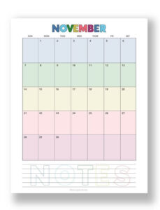 Free Printable November Calendar - 8 Cute 2021 Designs!