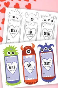 Free Printable Monster Valentines for Kids to Give Out