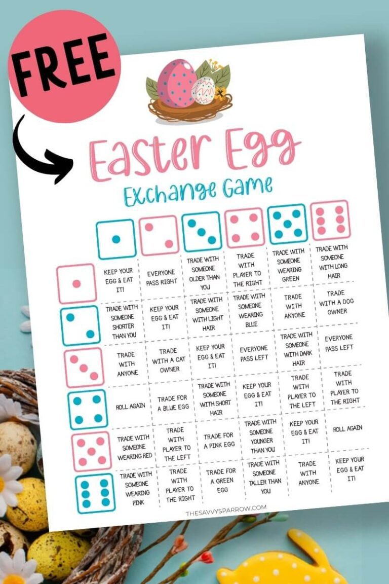 Easter Egg Exchange Dice Game - Fun Free Printable Easter Game!