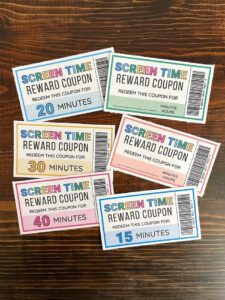 Printable Screen Time Reward Coupons for Kids - The Savvy Sparrow