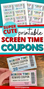 Printable Screen Time Reward Coupons for Kids - The Savvy Sparrow