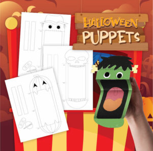 Printable Halloween Puppets - Easy Halloween Coloring Crafts