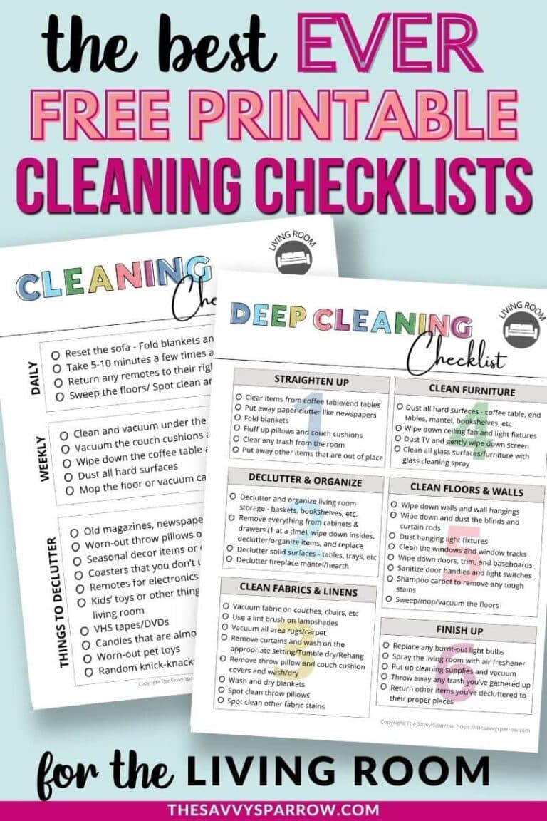 Living Room Cleaning Checklist - Free Printable to Download Now!