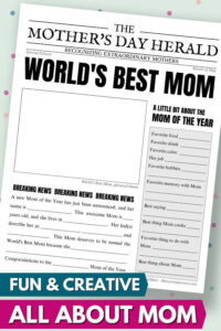 The Mother's Day Newspaper - A Fun All About Mom Worksheet
