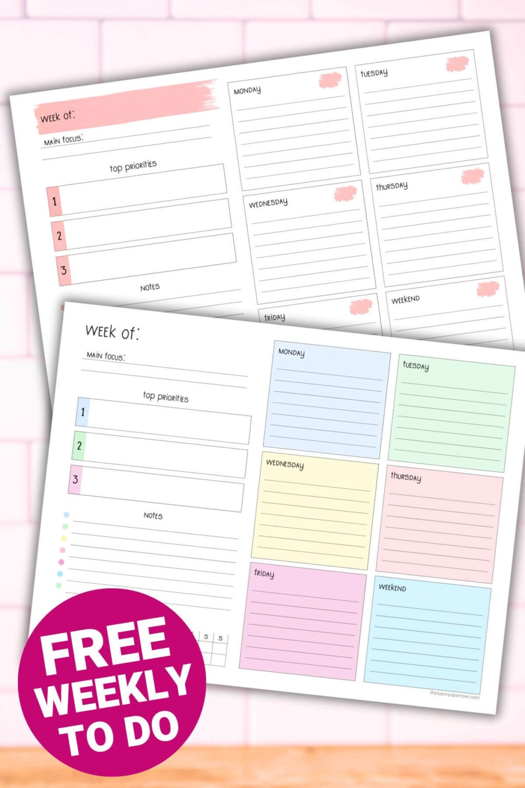 Free Weekly To Do List Template - 3 Different Designs to Print!