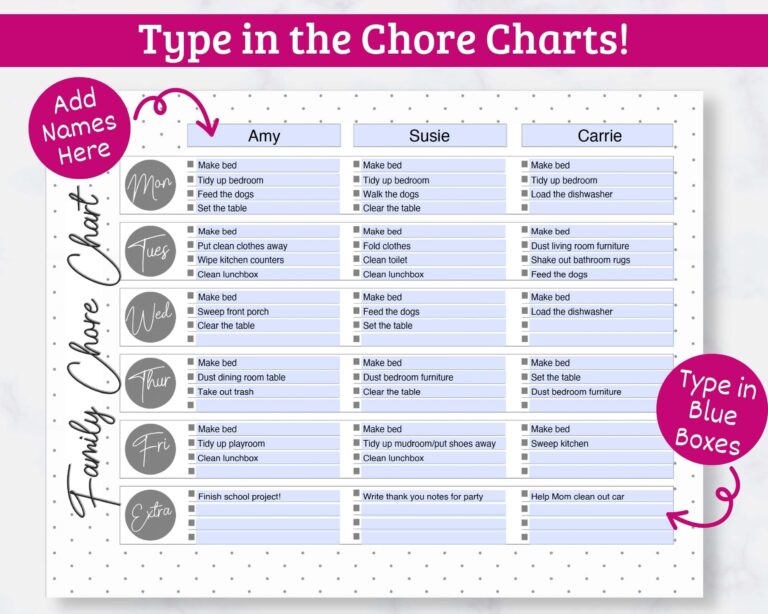 The Family Chore Chart Printable that Helps Keep a Clean House