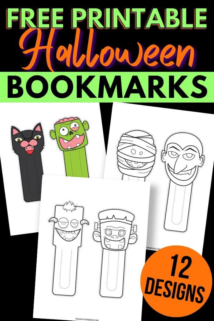 Free Printable Halloween Bookmarks for Kids to Color