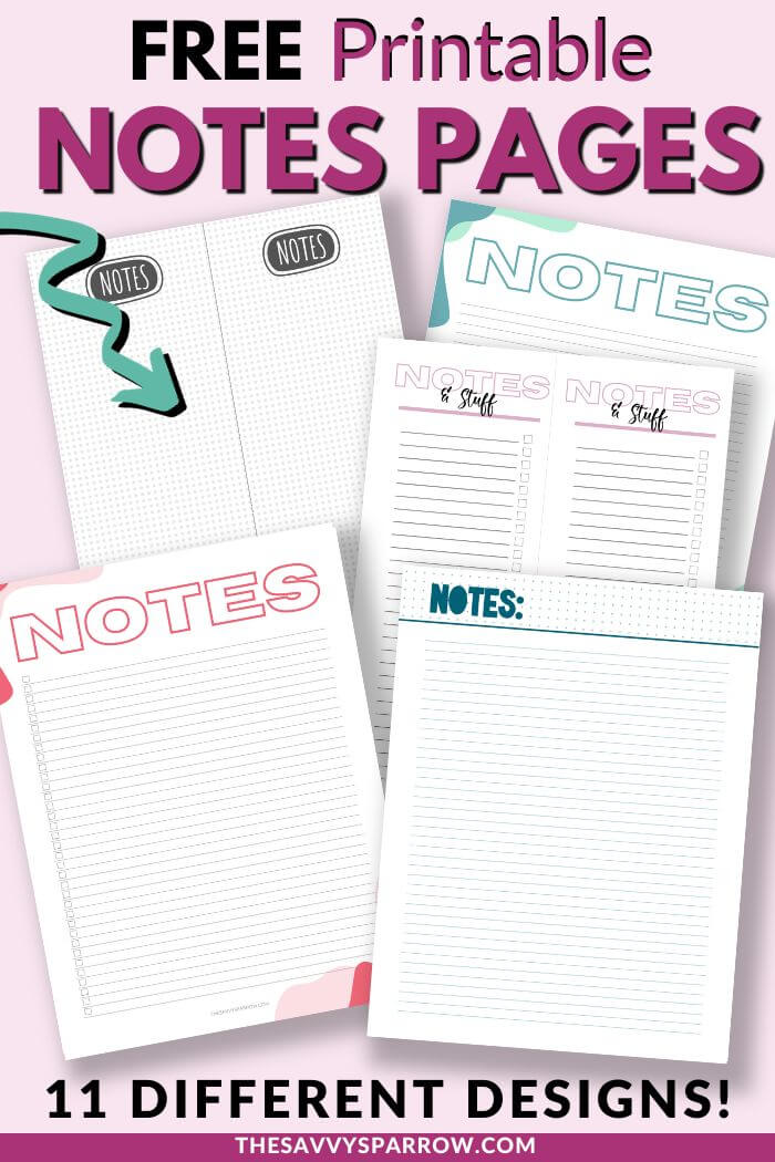 Free Printable Notes Pages for Your Planner - 11 Different Templates!