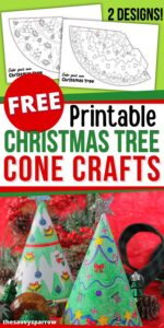 3D Paper Cone Christmas Tree Craft for Kids - Free Template