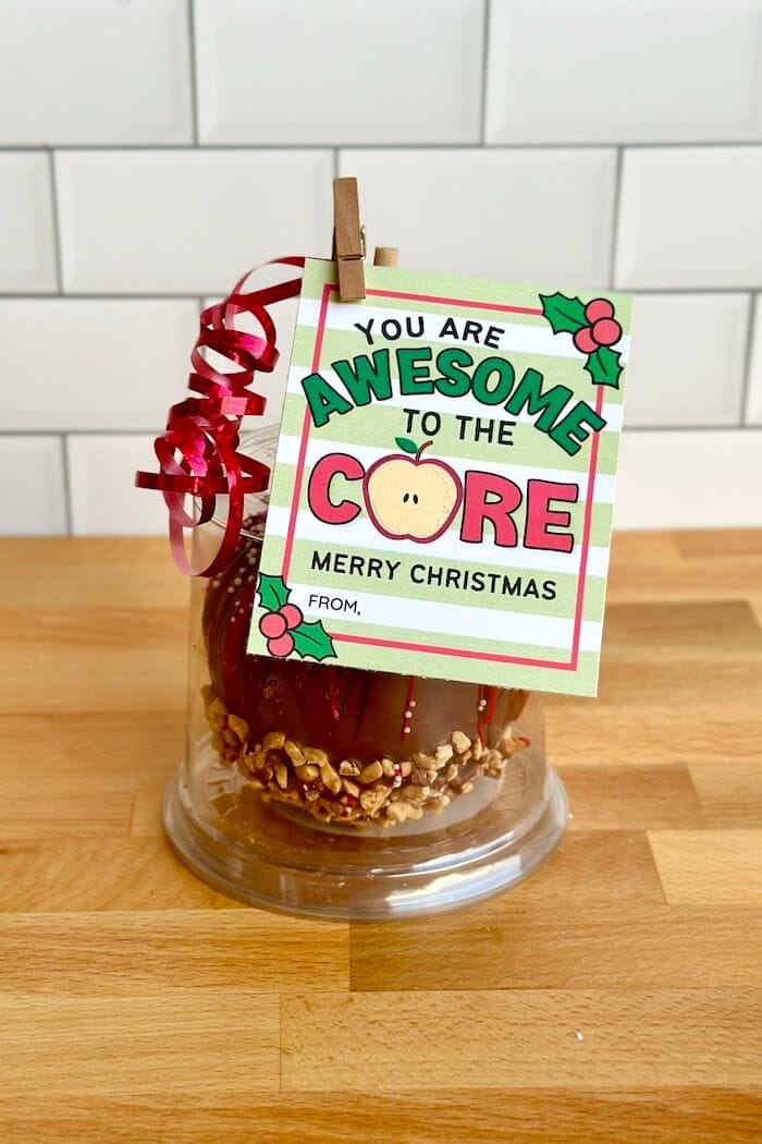 Christmas Caramel Apple Gift Tags - Cute Printable Tags
