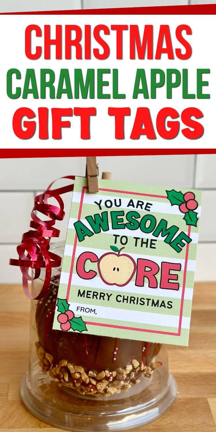 Christmas Caramel Apple Gift Tags - Cute Printable Tags