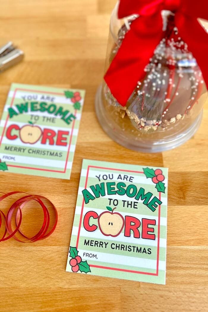 Christmas Caramel Apple Gift Tags - Cute Printable Tags