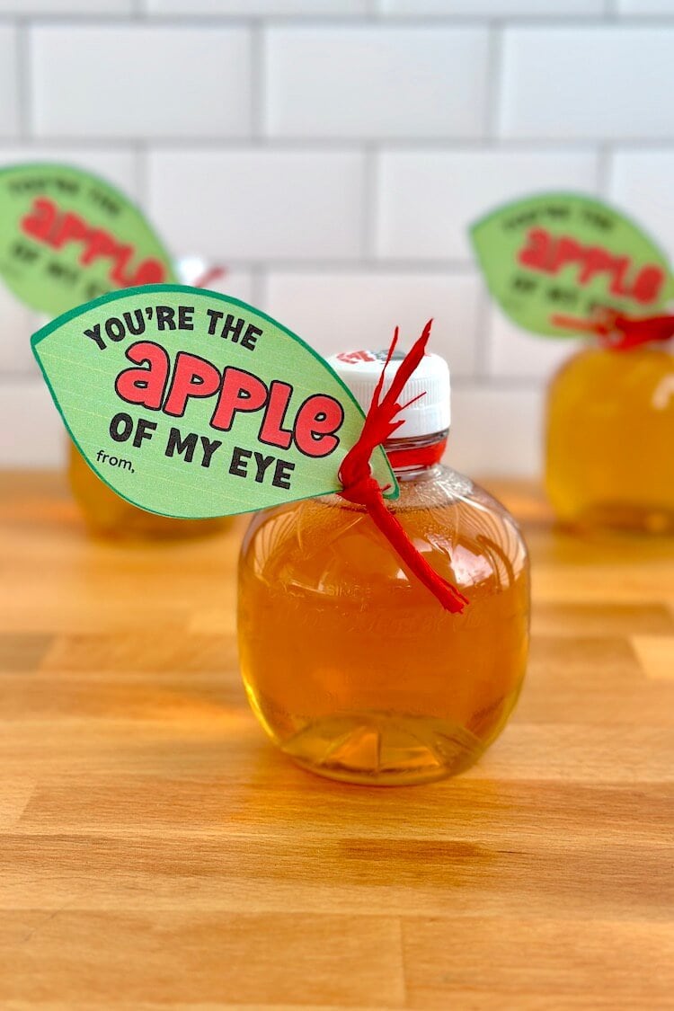 Printable "Apple of My Eye" Valentines for Juice and Applesauce