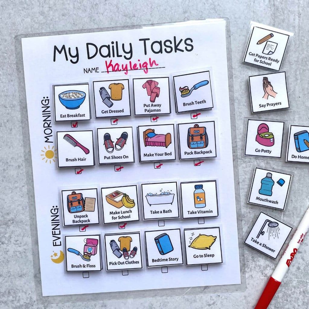 Kids' Daily Schedule Template with Picture Cards