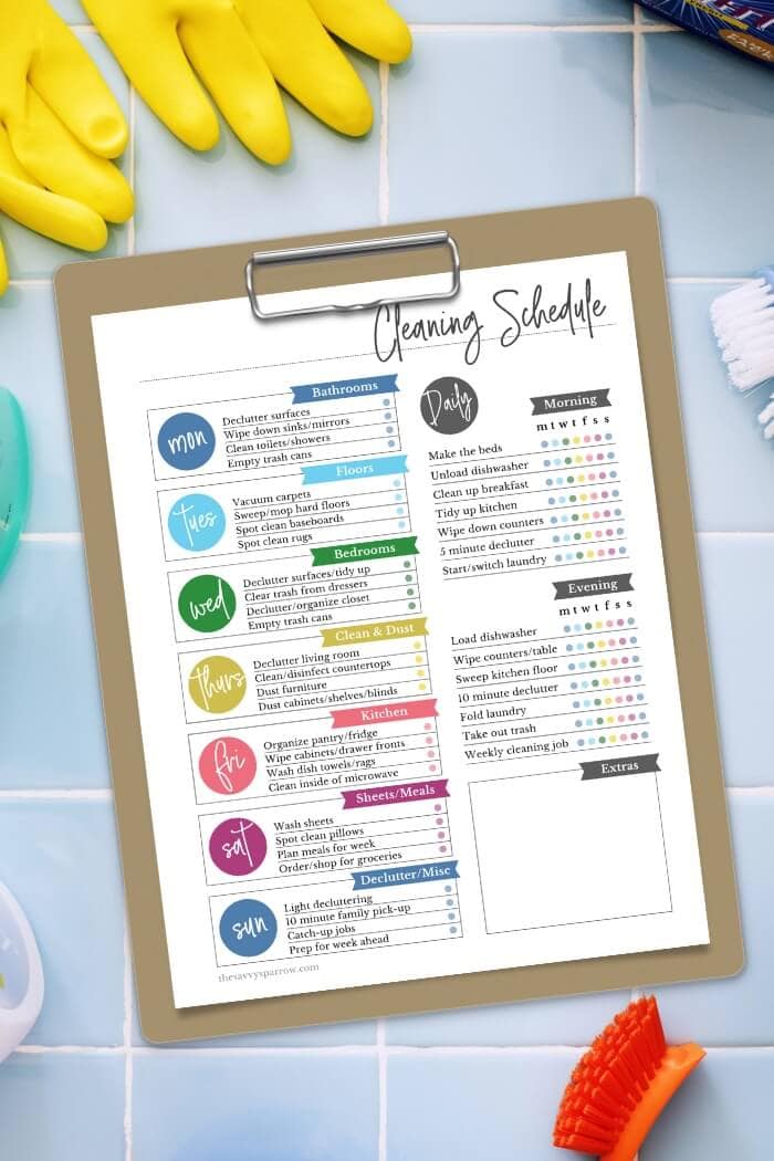 A Realistic Cleaning Schedule for Working Moms (Free Chart) - The Savvy ...