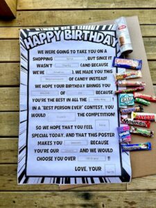 This Birthday Candy Poster is A Favorite DIY Birthday Gift Idea!