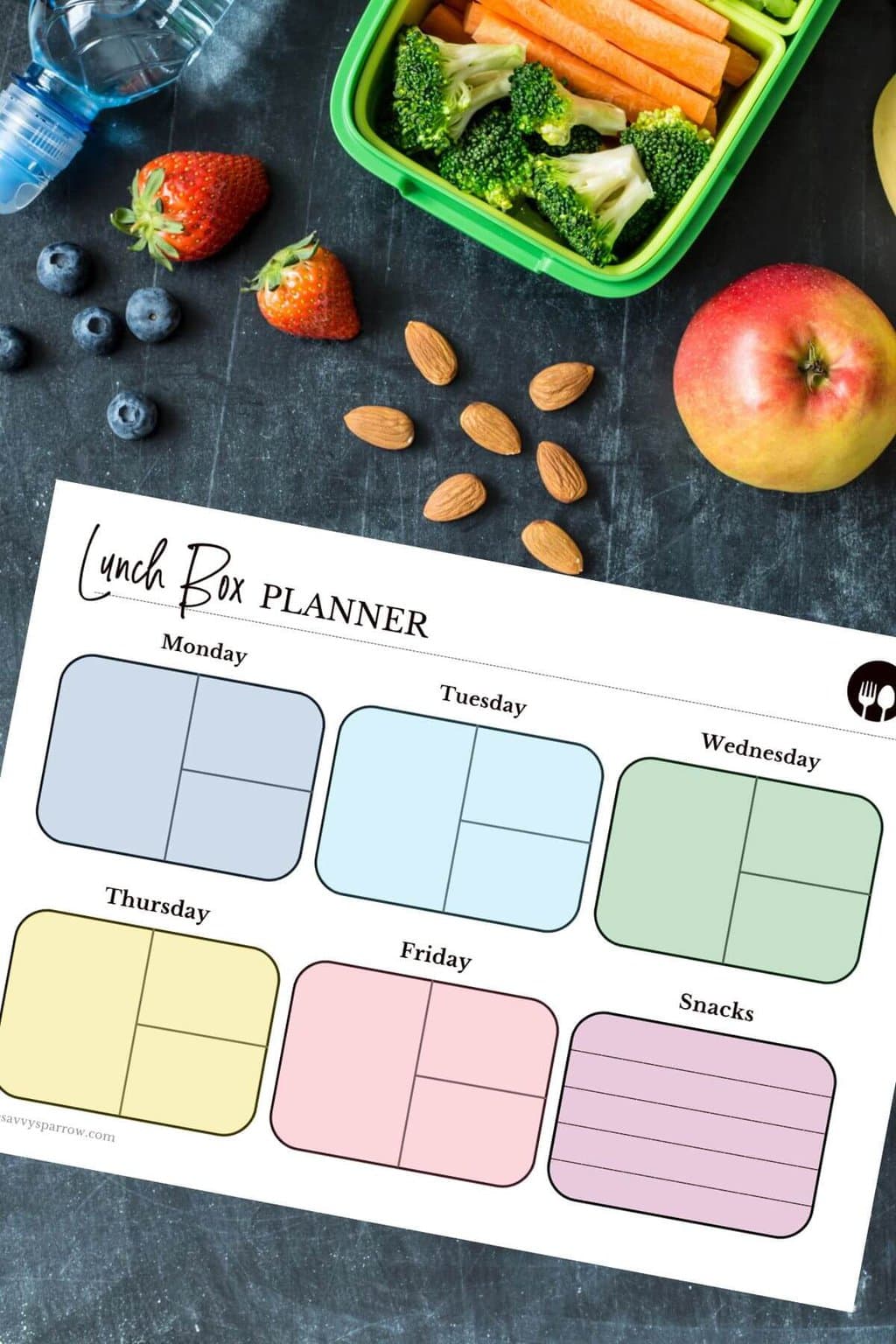Free Printable Lunch Box Planner for Kids' School Lunches