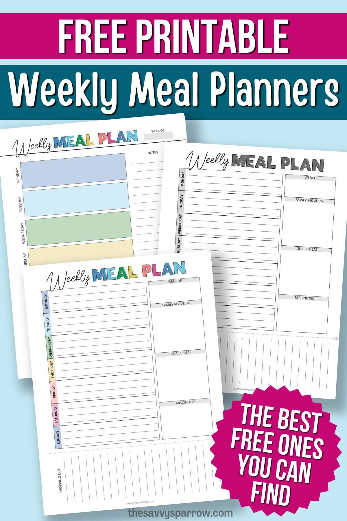 Free Printable Lunch Box Planner for Kids' School Lunches