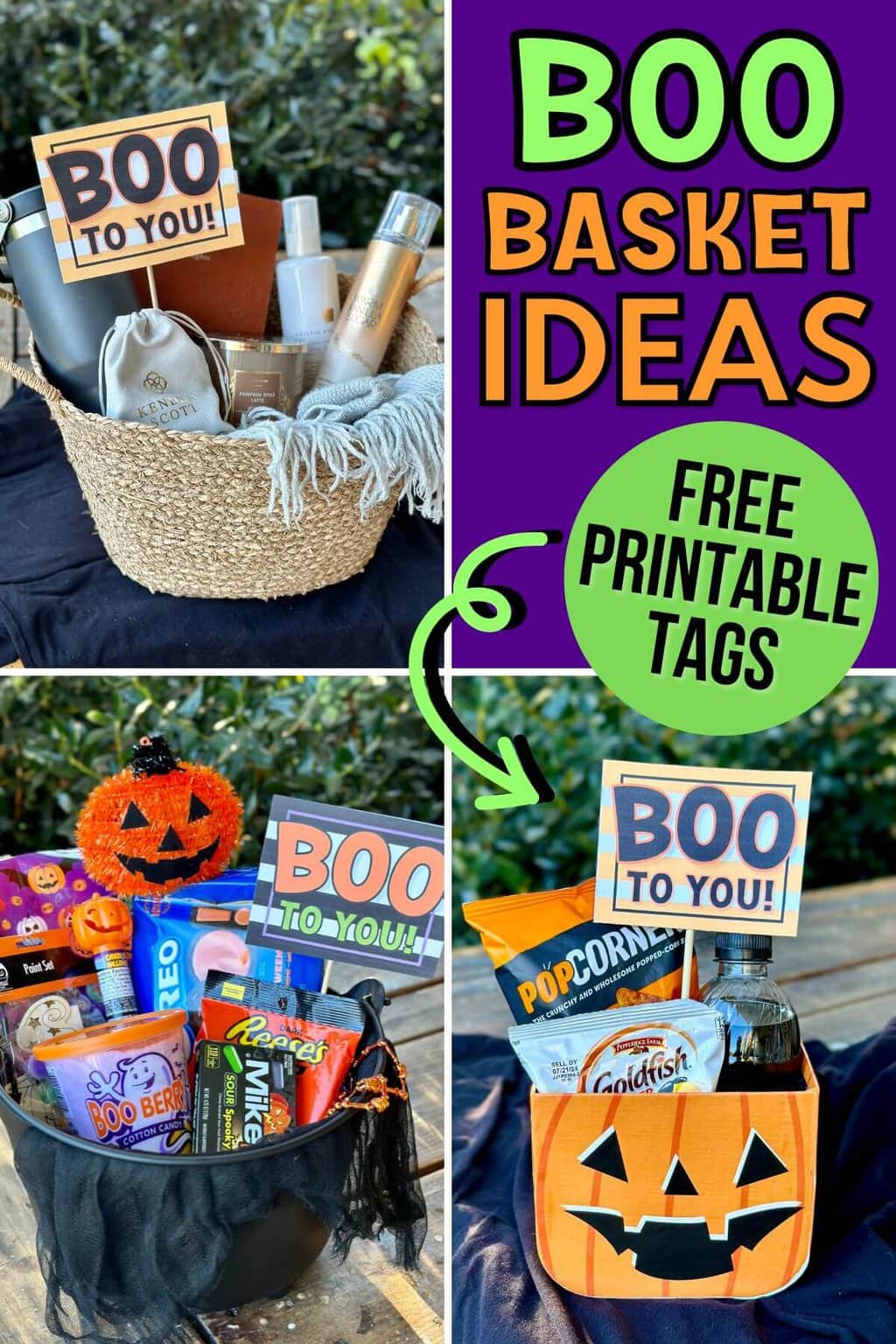 Boo Basket Ideas and Free Printable Gift Tags - The Savvy Sparrow