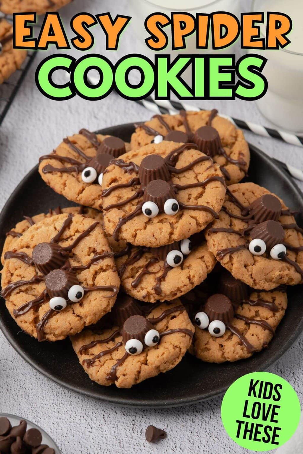 Peanut Butter Spider Cookies with Reese's Peanut Butter Cups