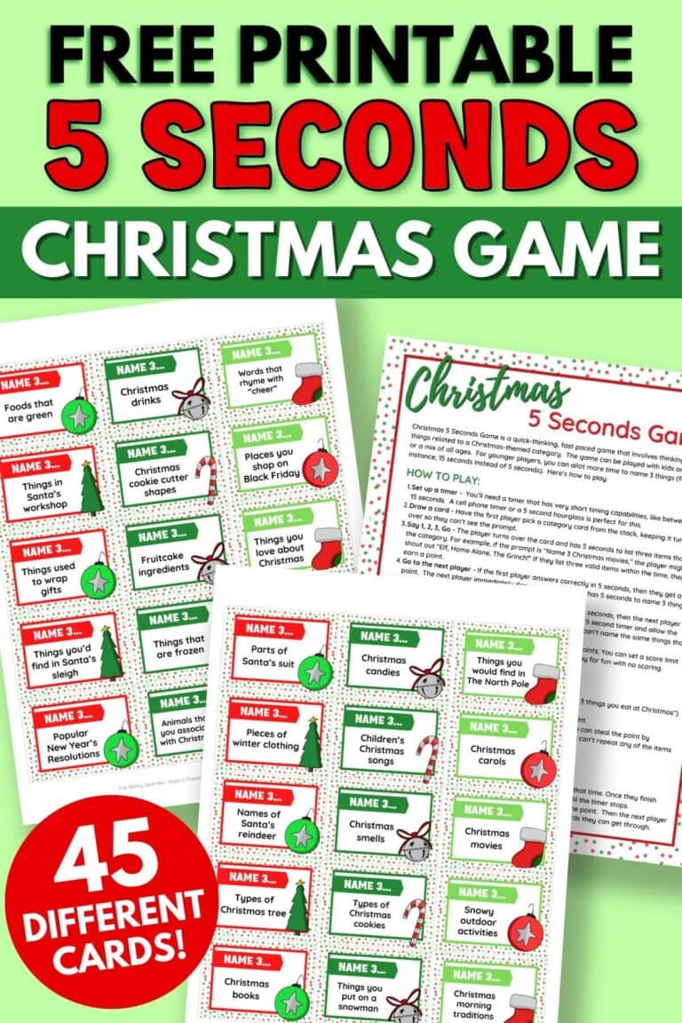 5 Seconds Christmas Game - A Fast-Paced Fun Party Game! - The Savvy Sparrow