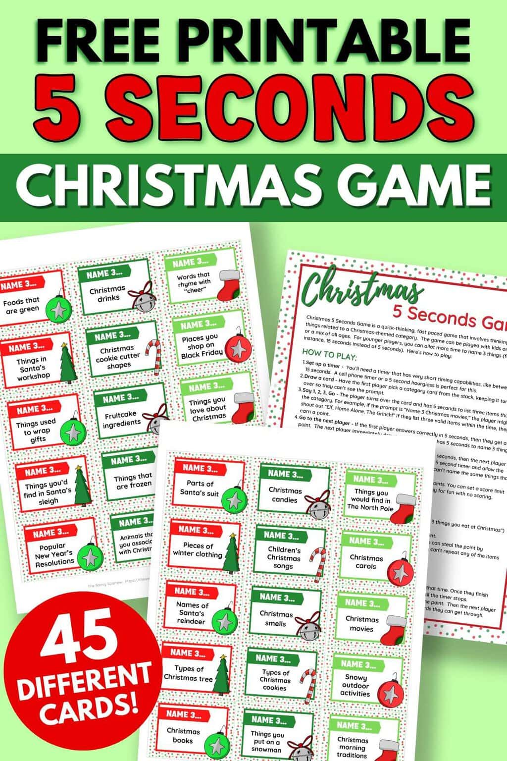 5 Seconds Christmas Game - A Fast-Paced Fun Party Game! - The Savvy Sparrow