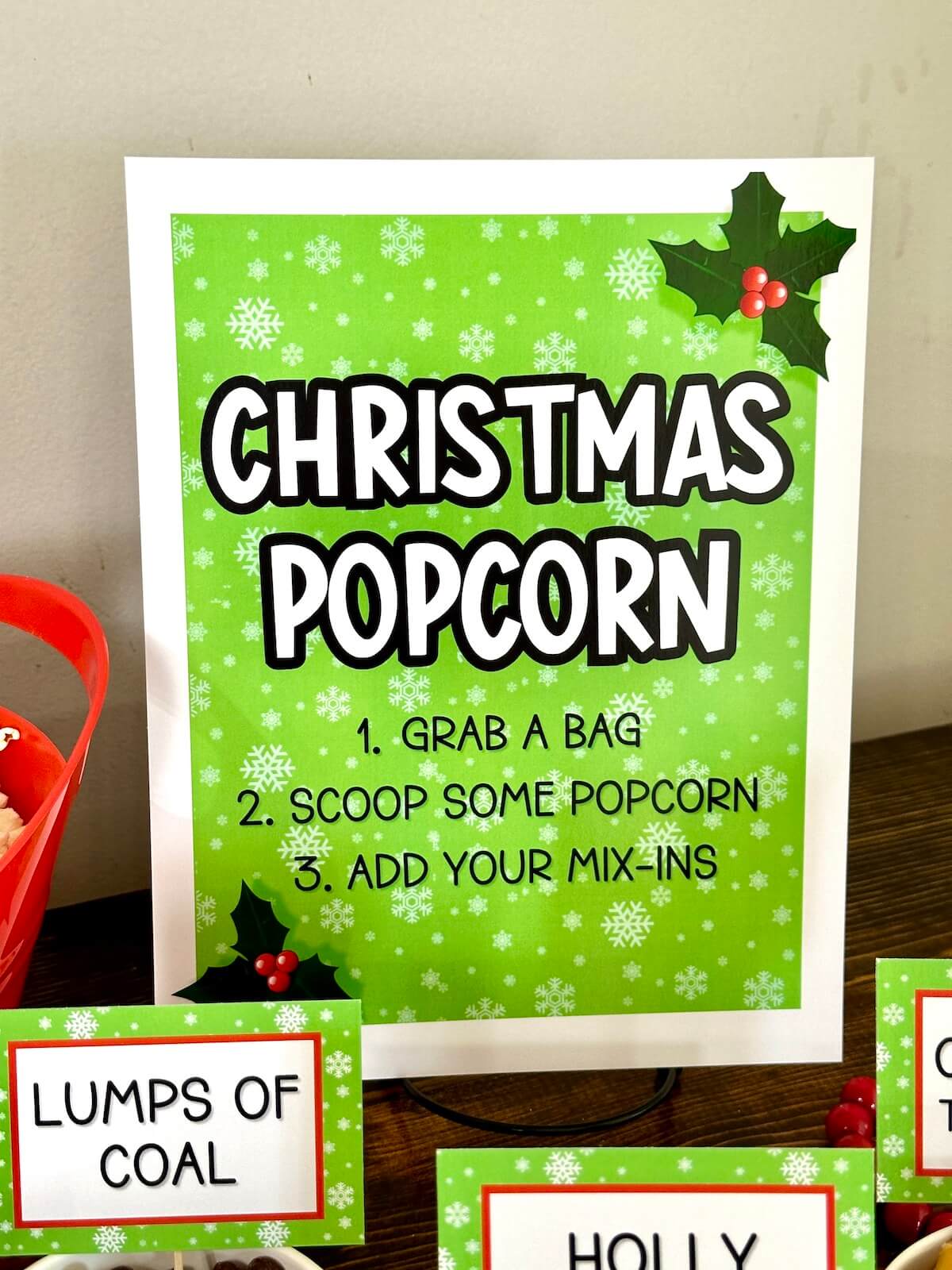 The Ultimate Christmas Popcorn Bar with Fun Mix-Ins - The Savvy Sparrow