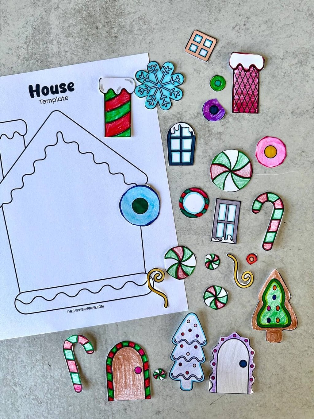 Free Printable Gingerbread House Craft for Kids - The Savvy Sparrow