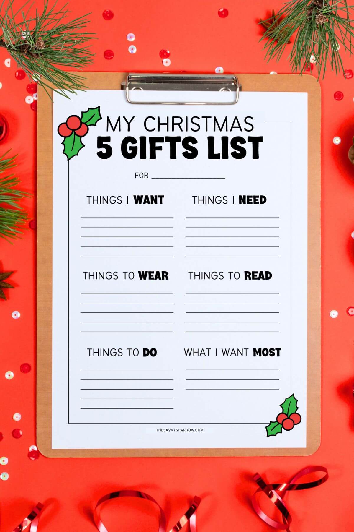 The 5 Gift Rule for Christmas and Free Printable 5 Gifts Wish List