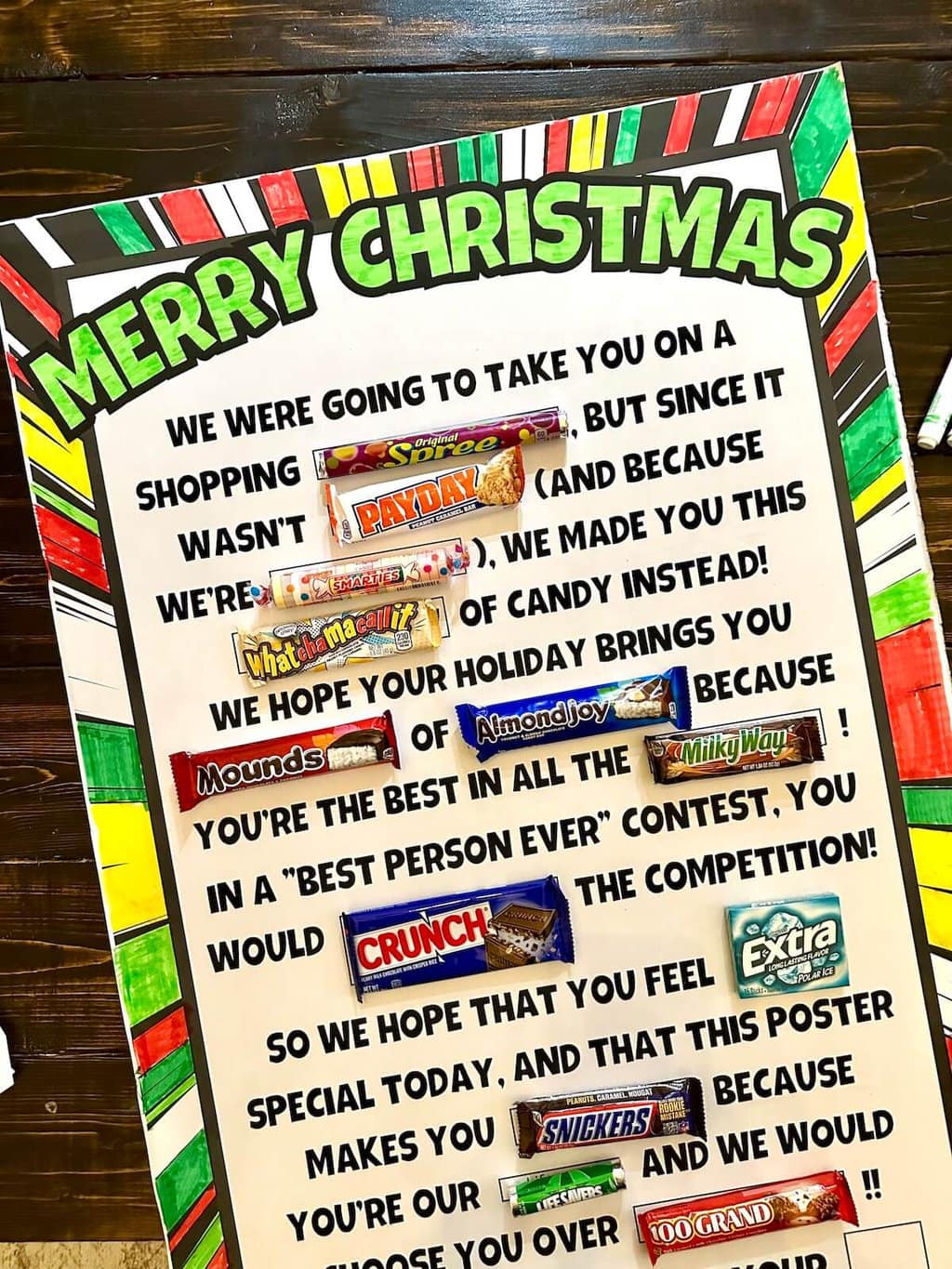 Christmas Candy Bar Poster - Great DIY Christmas Gift Idea!