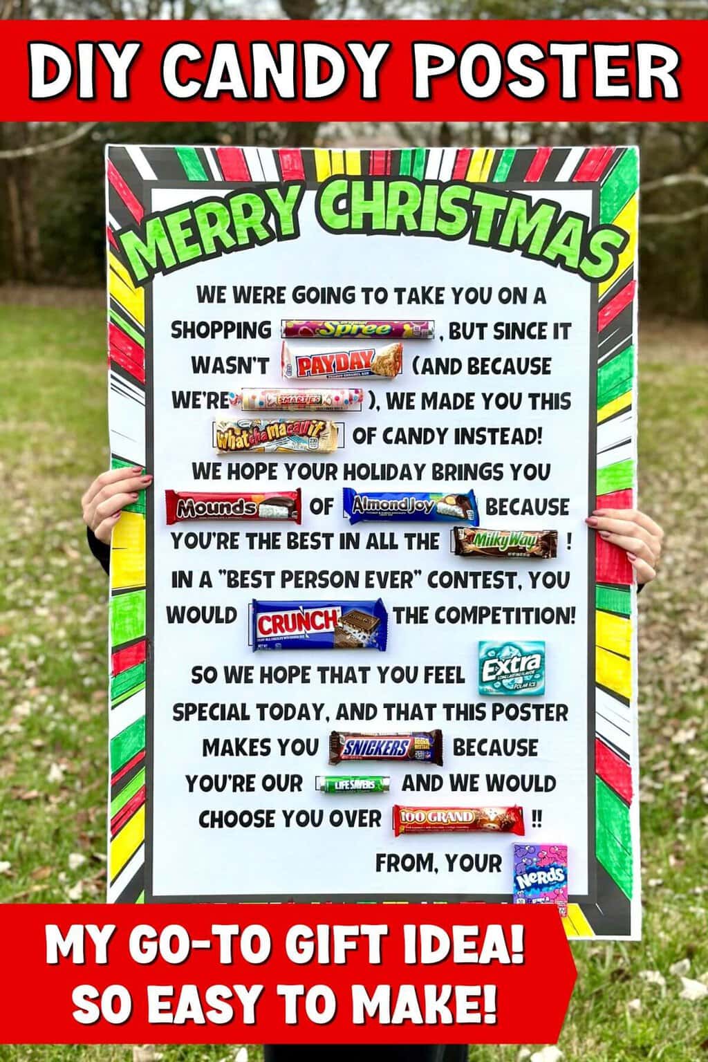 Christmas Candy Bar Poster - Great DIY Christmas Gift Idea!