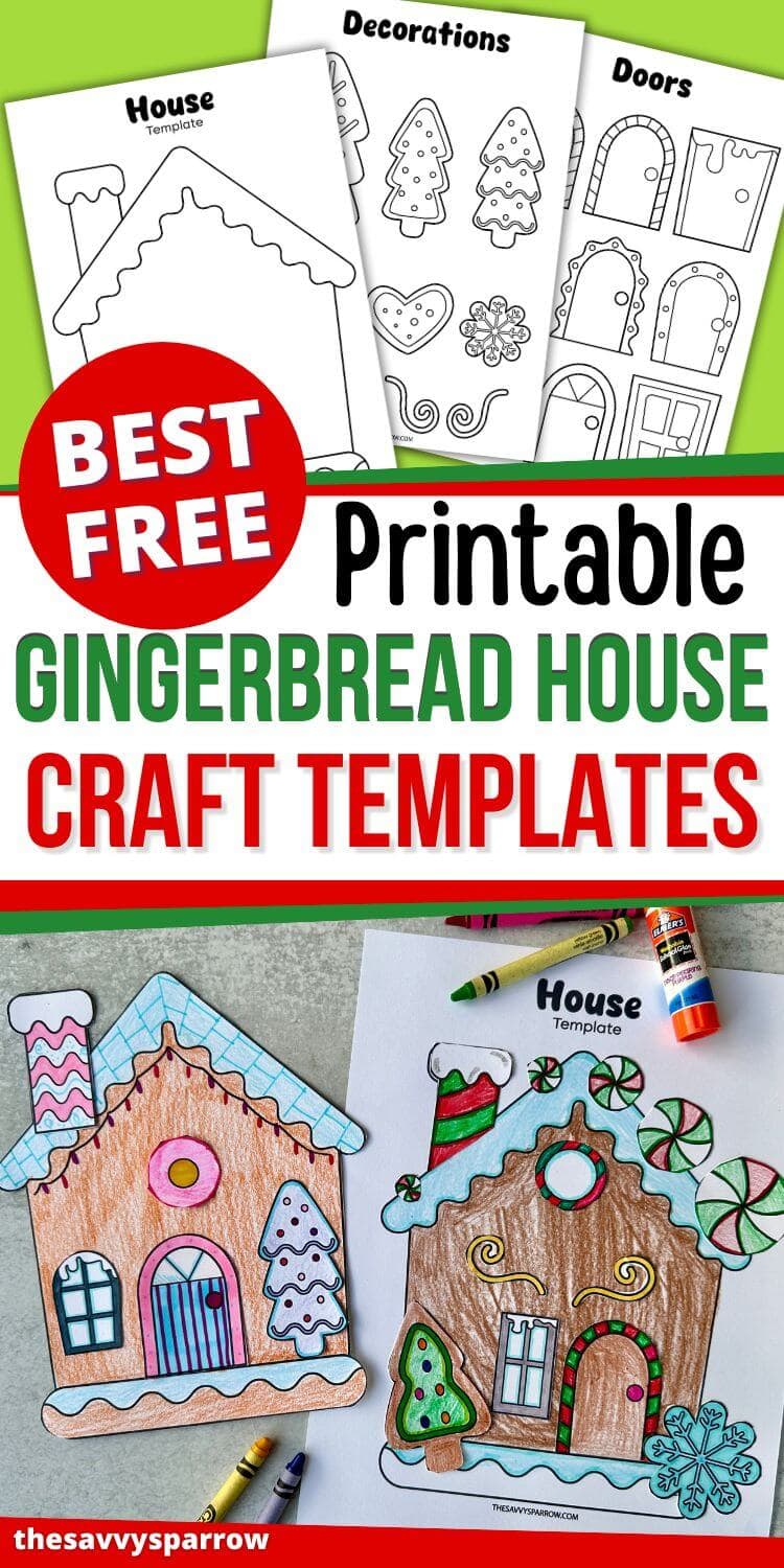 Free Printable Gingerbread House Craft for Kids - The Savvy Sparrow