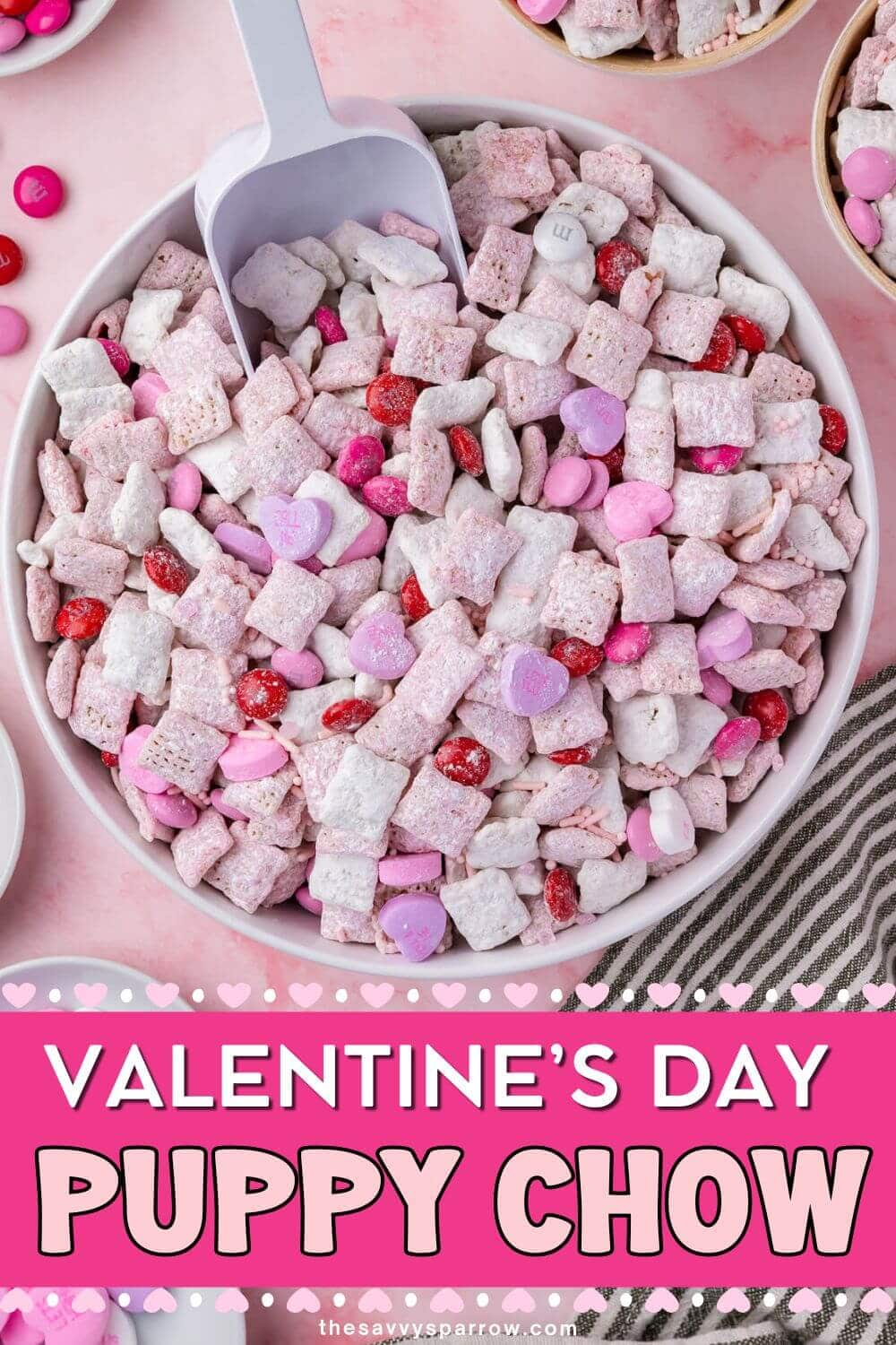 Valentine's Day Puppy Chow - A Sweet Pink Treat!