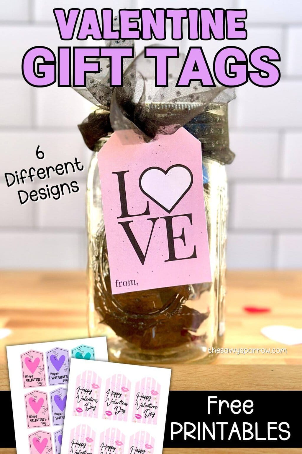 Free Printable Valentine's Day Gift Tags - 6 Different Designs!