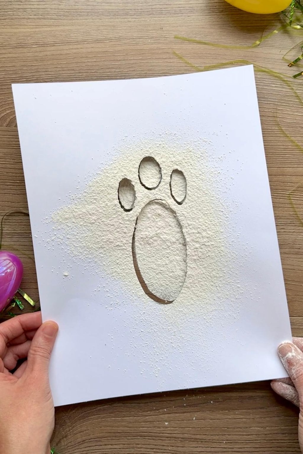 Make these Easter Bunny Footprints with Free Template and Flour! - The ...