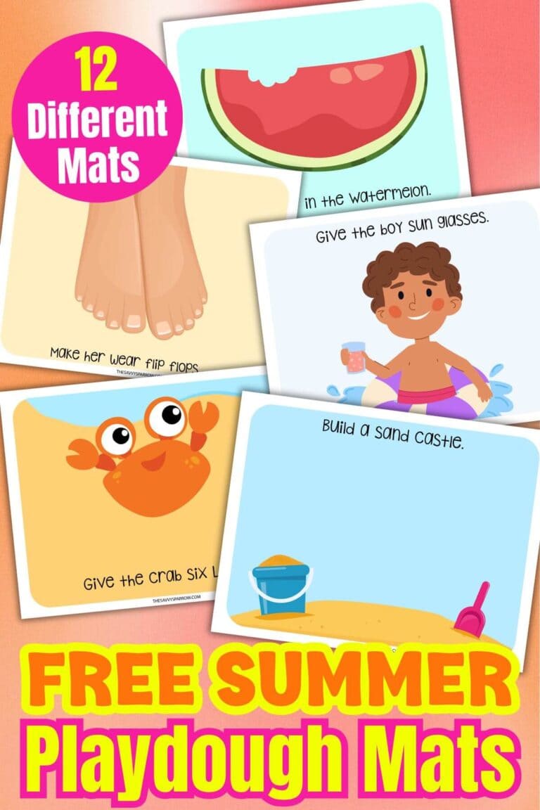 Free Printable Summer Playdough Mats for Kids - 12 Designs!