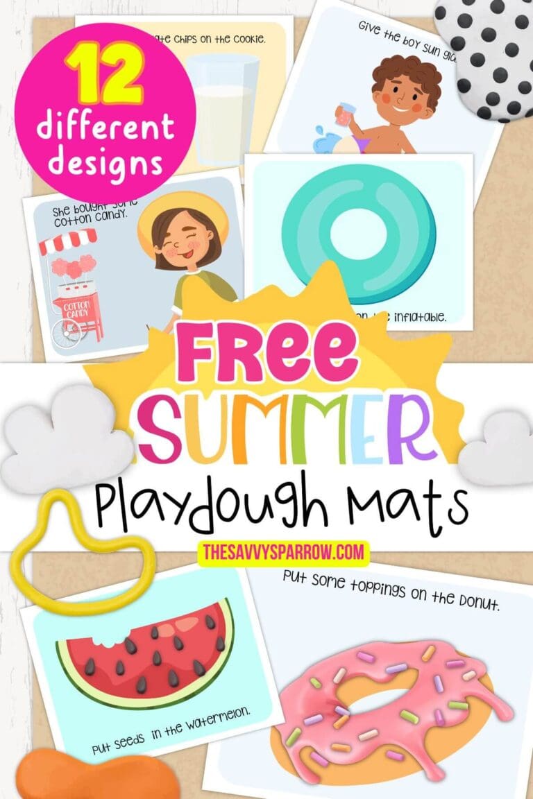 Free Printable Summer Playdough Mats for Kids - 12 Designs!