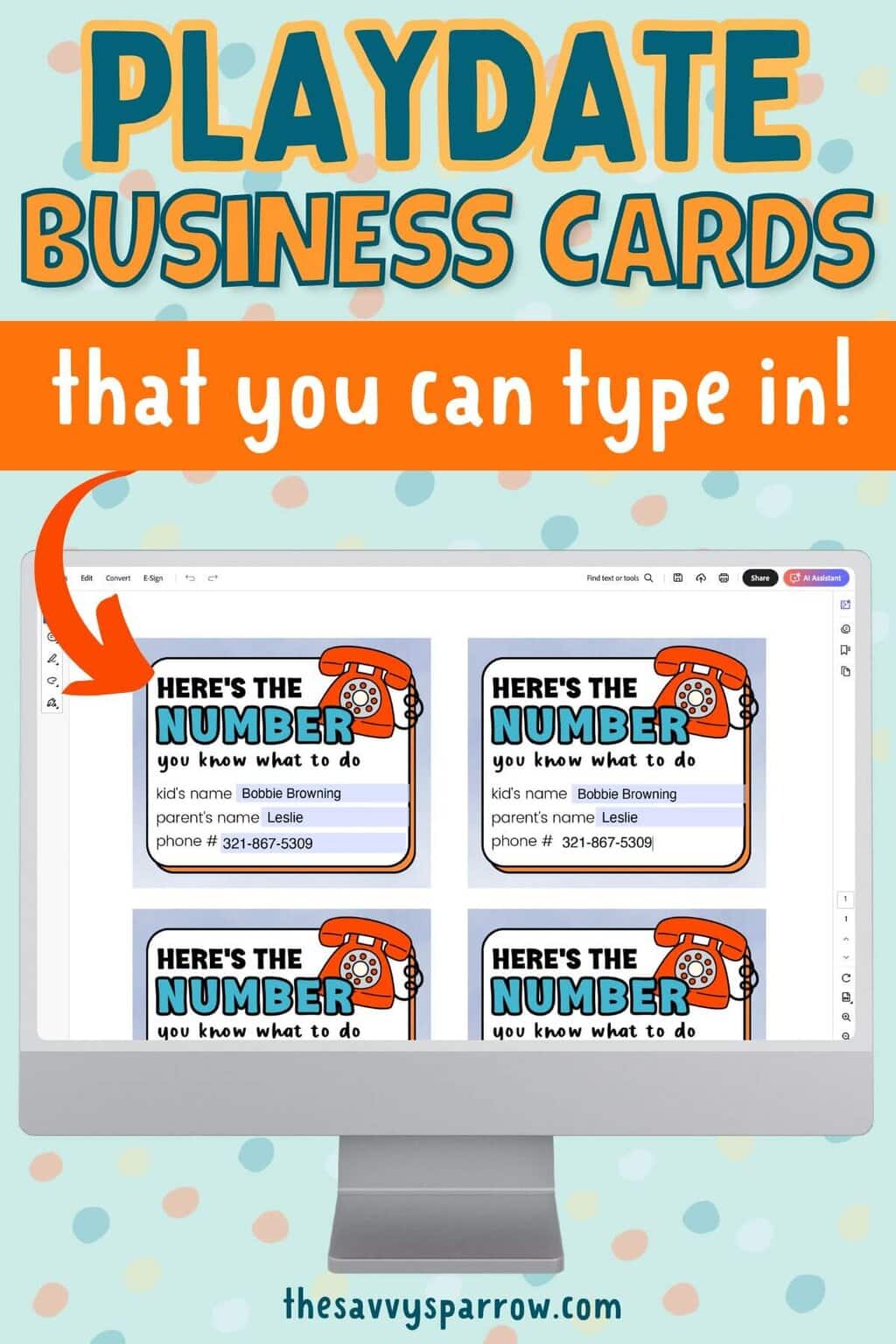 Free Printable Playdate Cards - Like Business Cards for Kids!
