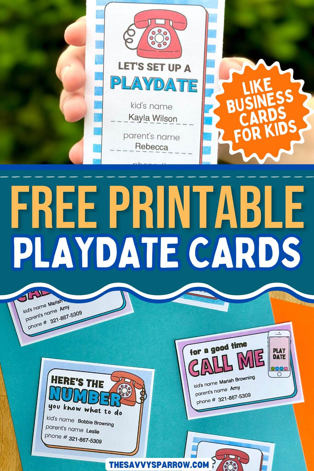 Free Printable Playdate Cards - Like Business Cards for Kids!