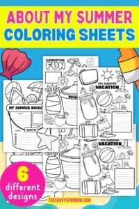 "All About My Summer" Printable Coloring Worksheets for Kids